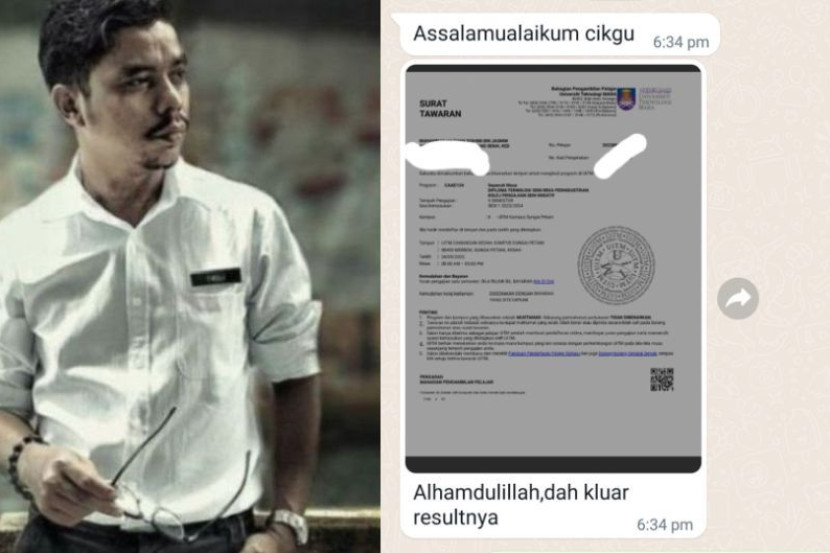 Penerima bantuan tak lupa jasa cikgu, mesej ‘update’ kejayaan anak selepas 5 tahun... Seronok ...